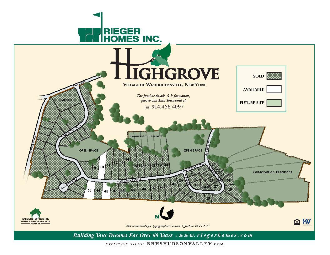Highgrove Map | Custom Homes in Washingtonville | Rieger Homes, Inc.